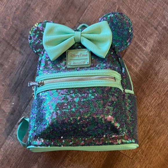 Loungefly | Accessories | Loungefly Sparkling Sequin Backpack Green And ...